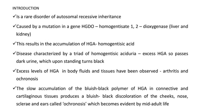 Alkaptonuria | PPT | Blood Disorders | Diseases and Conditions