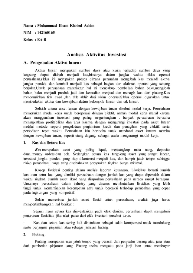 Alk bab 3 analisis aktivitas investasi | DOCX
