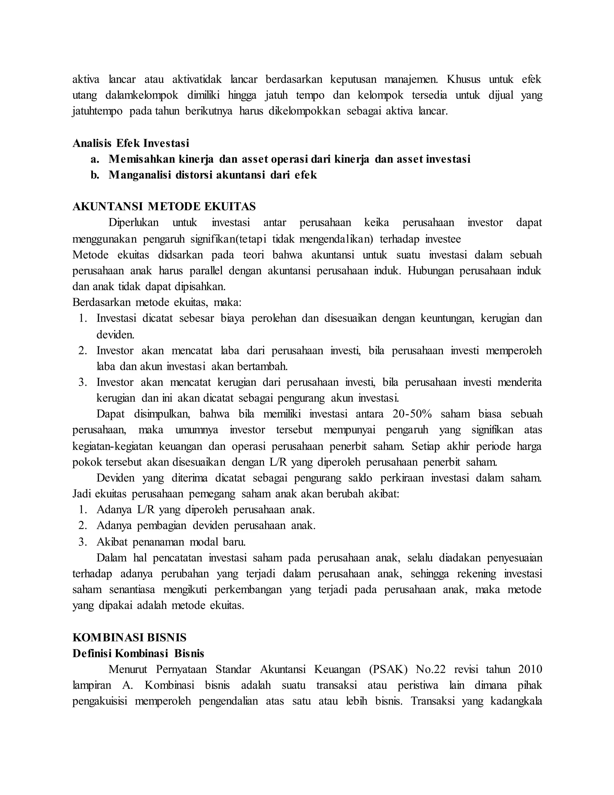 Alk bab 5 analisis aktivitas investasi-investasi antarperusahaan | DOCX
