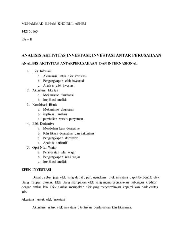 Alk bab 5 analisis aktivitas investasi-investasi antarperusahaan | DOCX