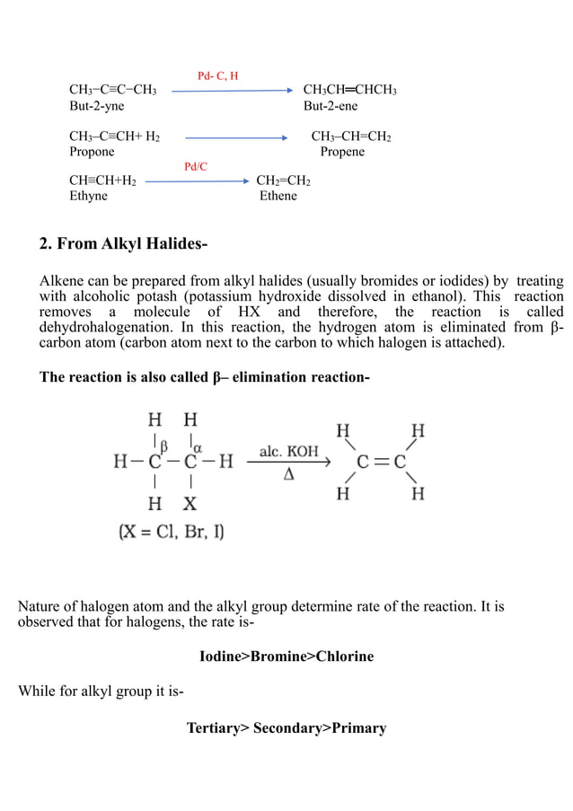 PREPARATION & REACTIONS OF ALKENES | PPT