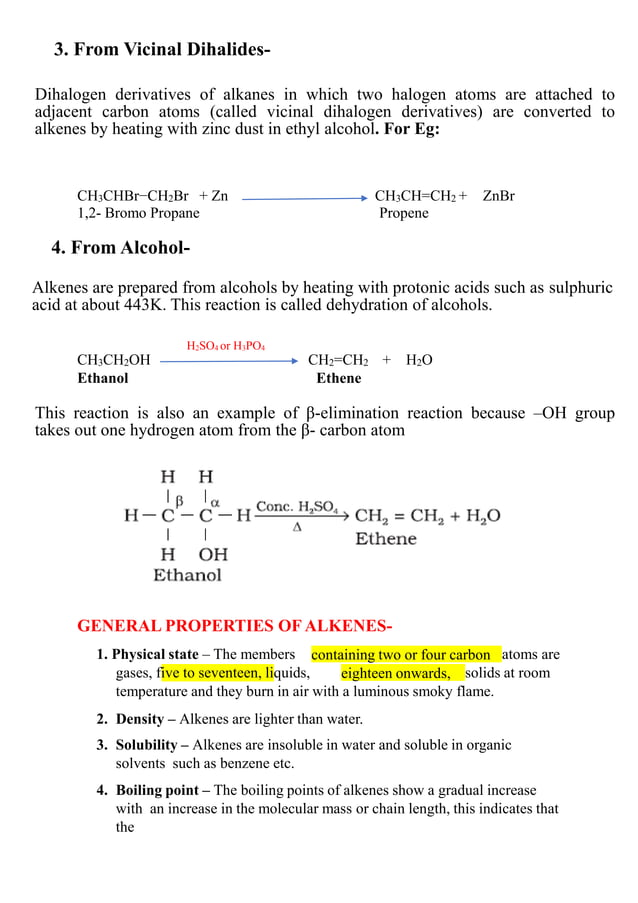 PREPARATION & REACTIONS OF ALKENES | PPT