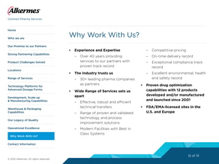 Alkermes Contract Pharma Sevices Overview Presentation | PPT