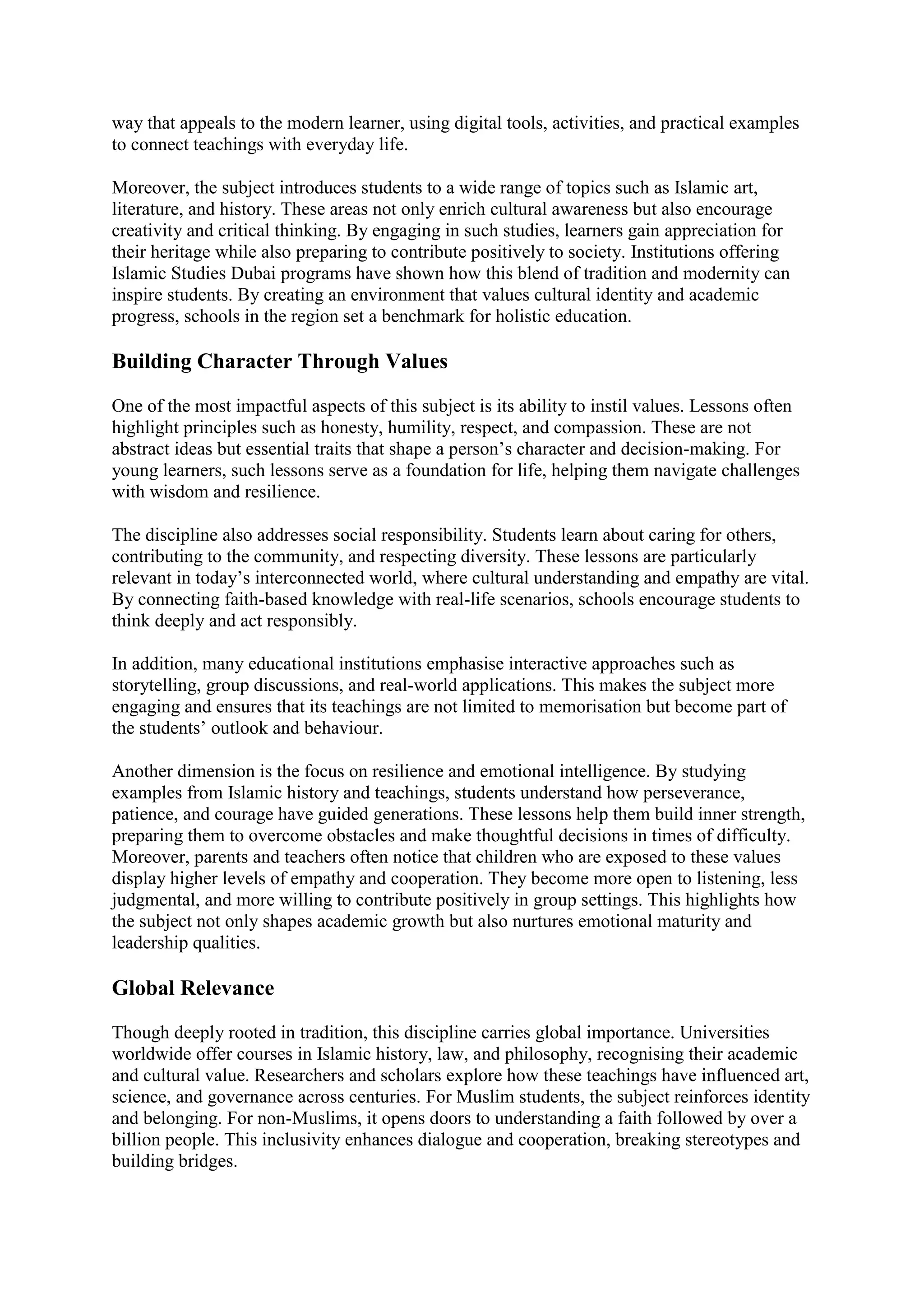 Islamic Studies: A Pathway to Knowledge and Values | PDF