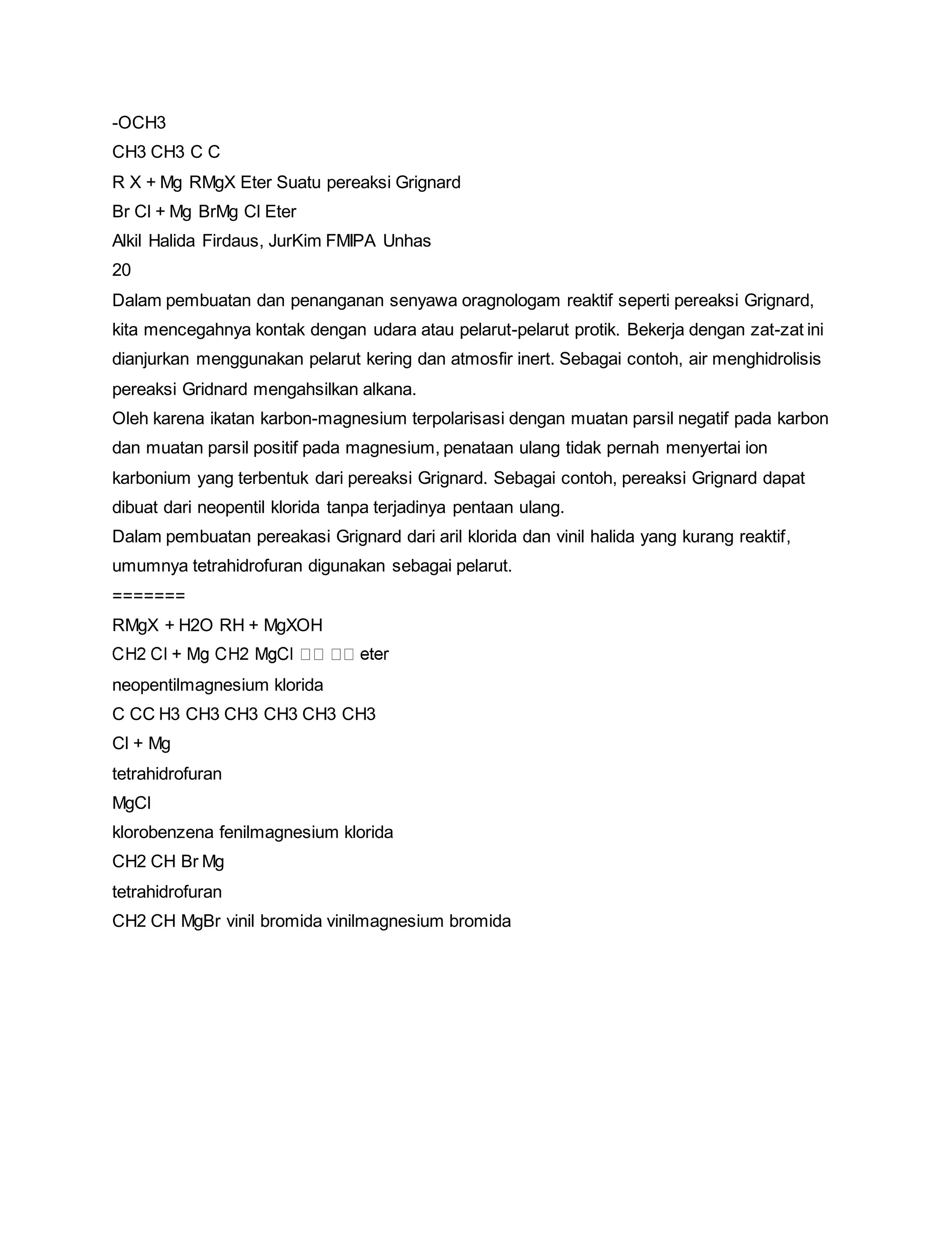 Alkil halida oleh dr | DOCX