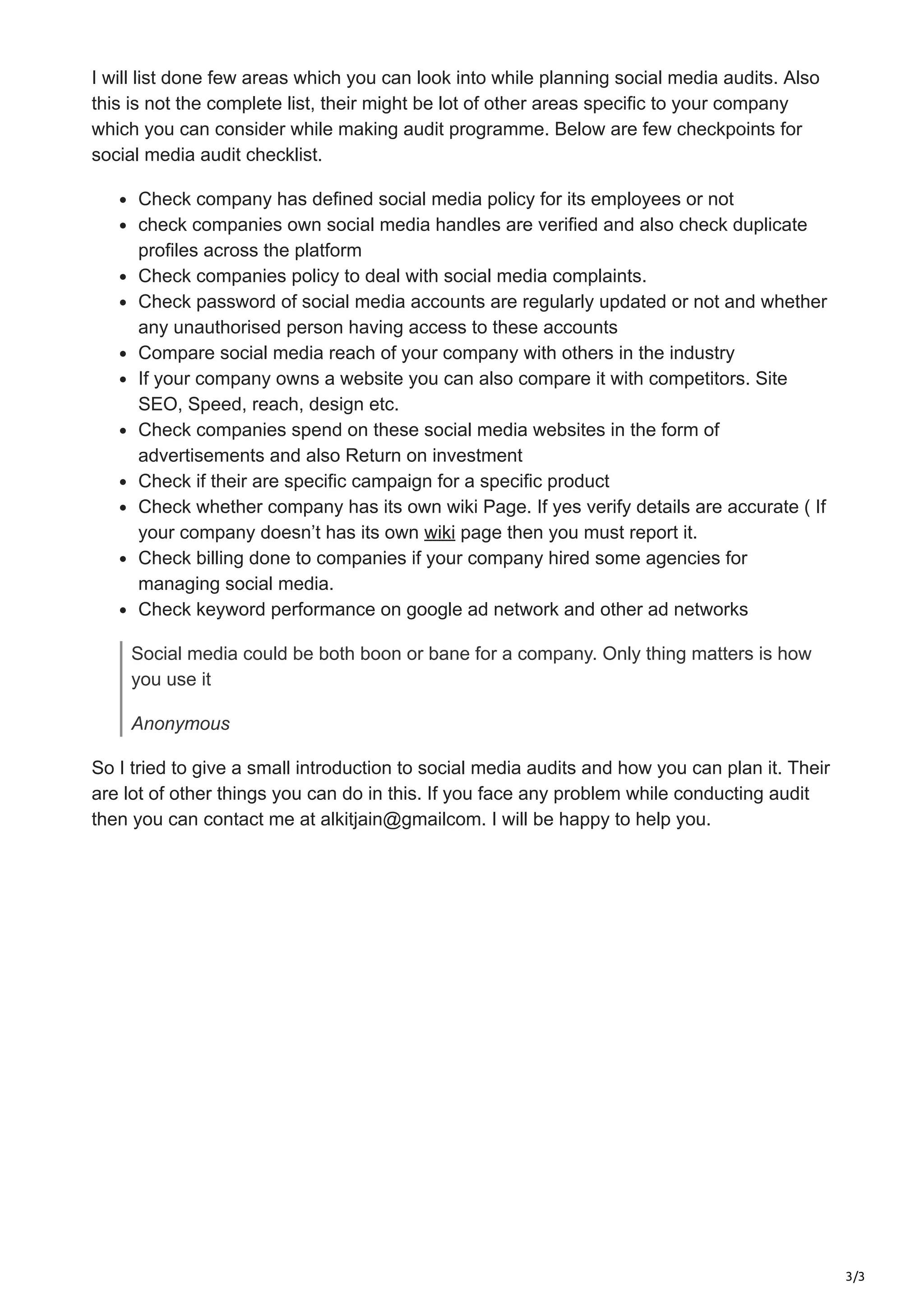 ORM Report Audit Checklist | PDF