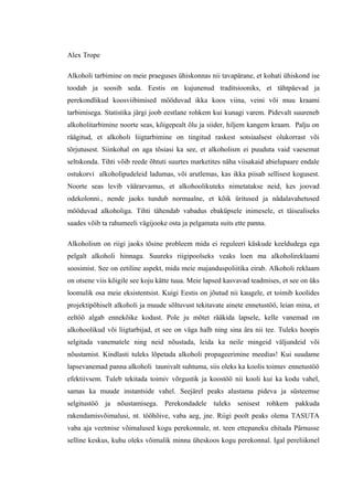 Alkoholism ja selle tagajärjed | PDF