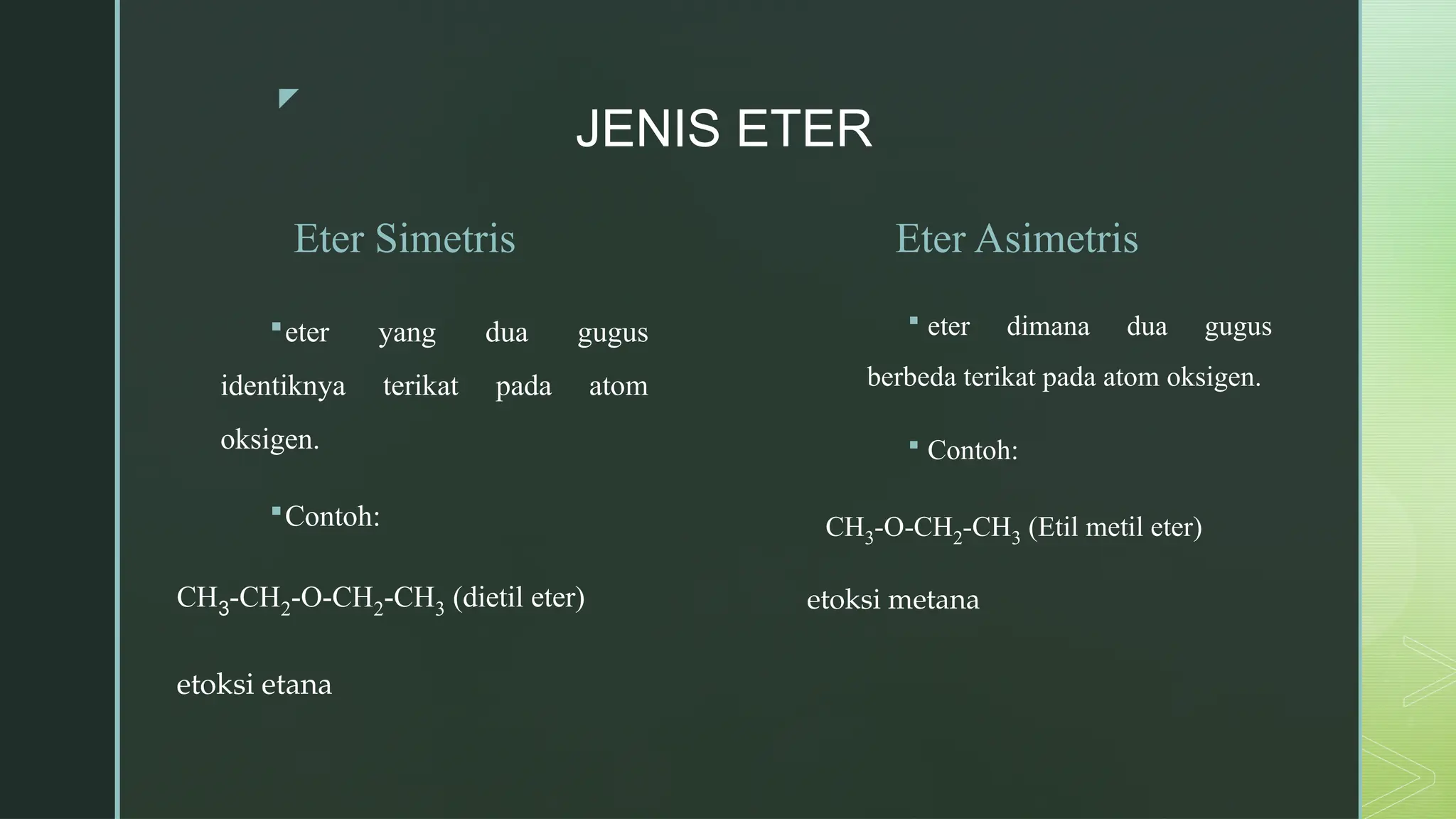 ALKOKSI ALKANA (ETER) rumus umum, tatanama IUPAC dan trivial | PPTX