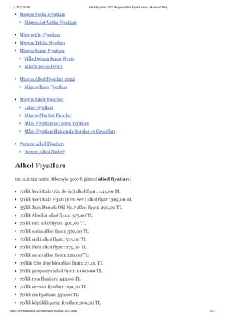 Alkol Fiyatları | PDF