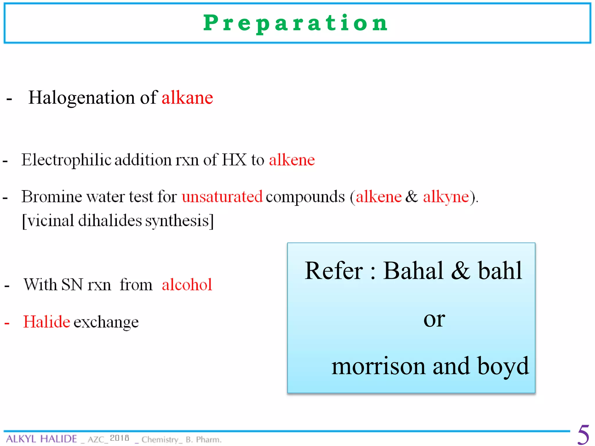 Alkyl halide organic chemistry b. pharm. | PPTX