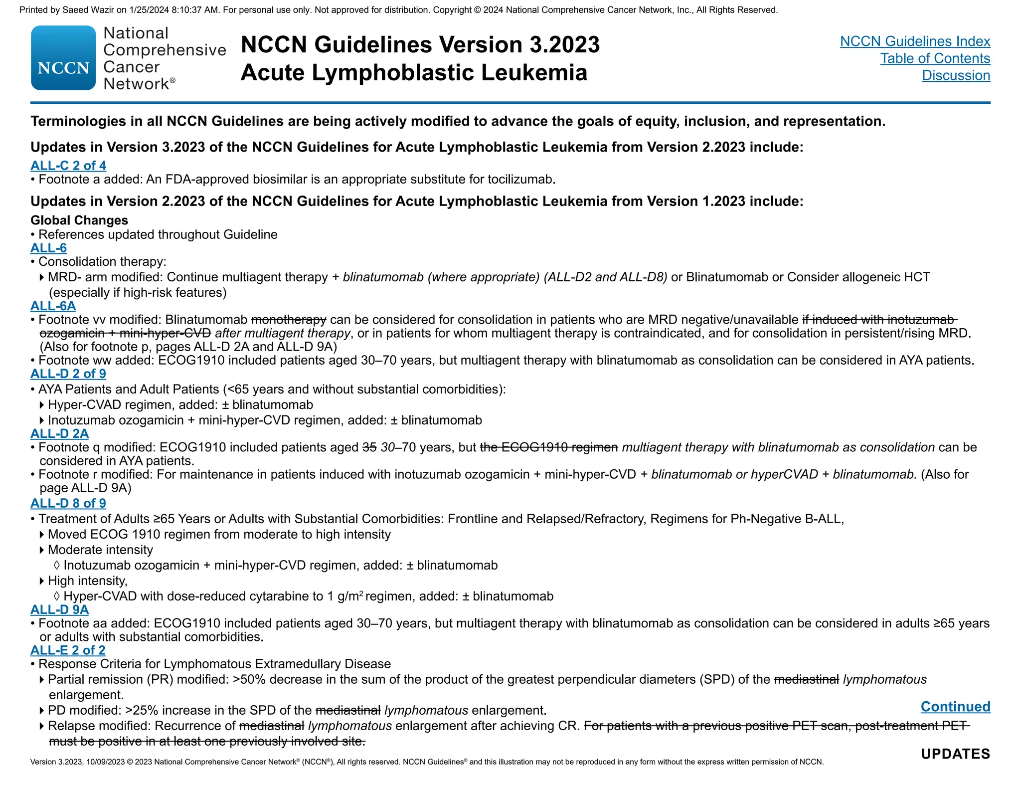 Acute lymphoblastic lymphoma treatment Guidelines | PDF