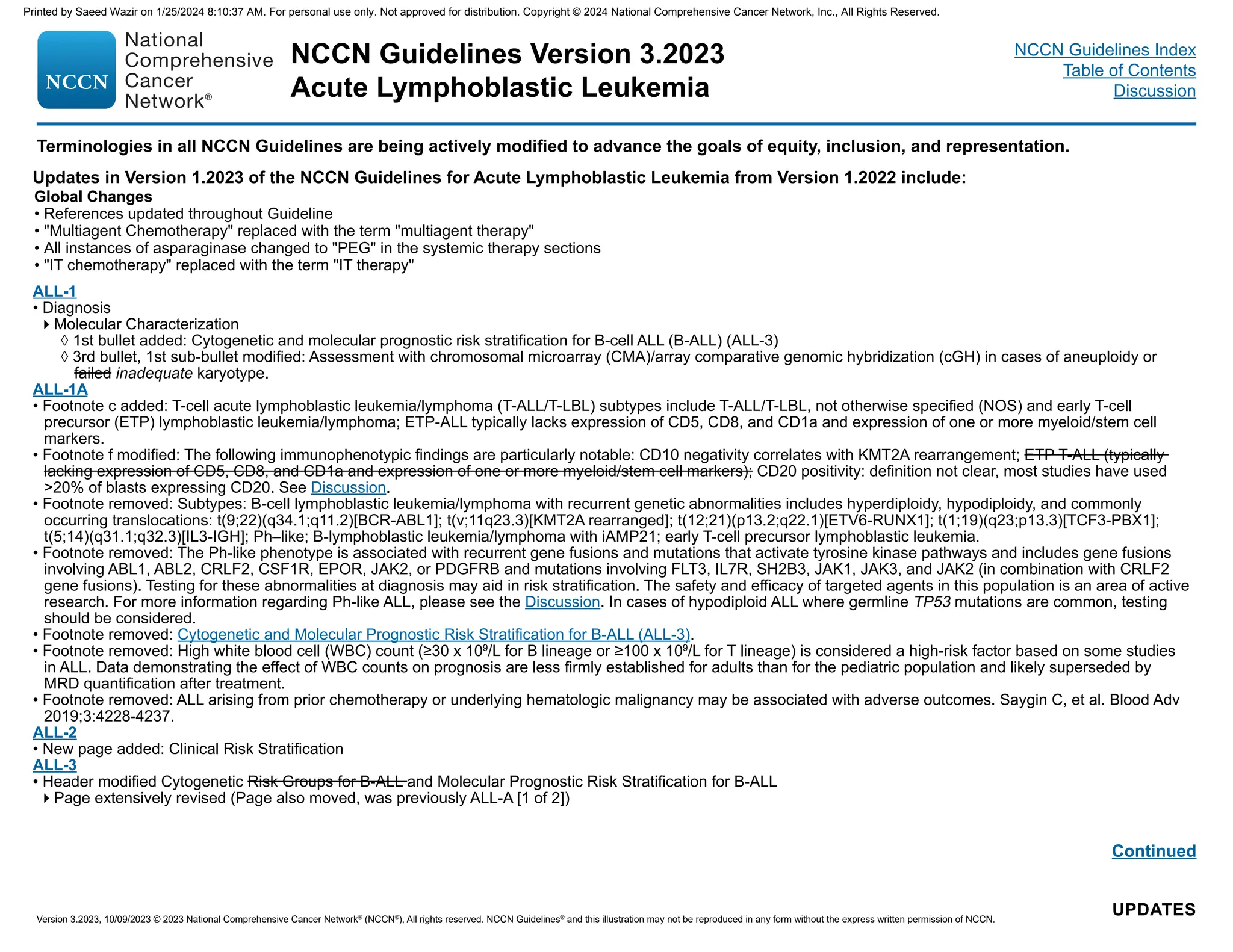 Acute lymphoblastic lymphoma treatment Guidelines | PDF