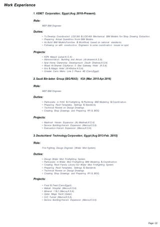 MEP BIM ENGINEER -RAMY ZIDAN -PORTFOLIO | DOCX