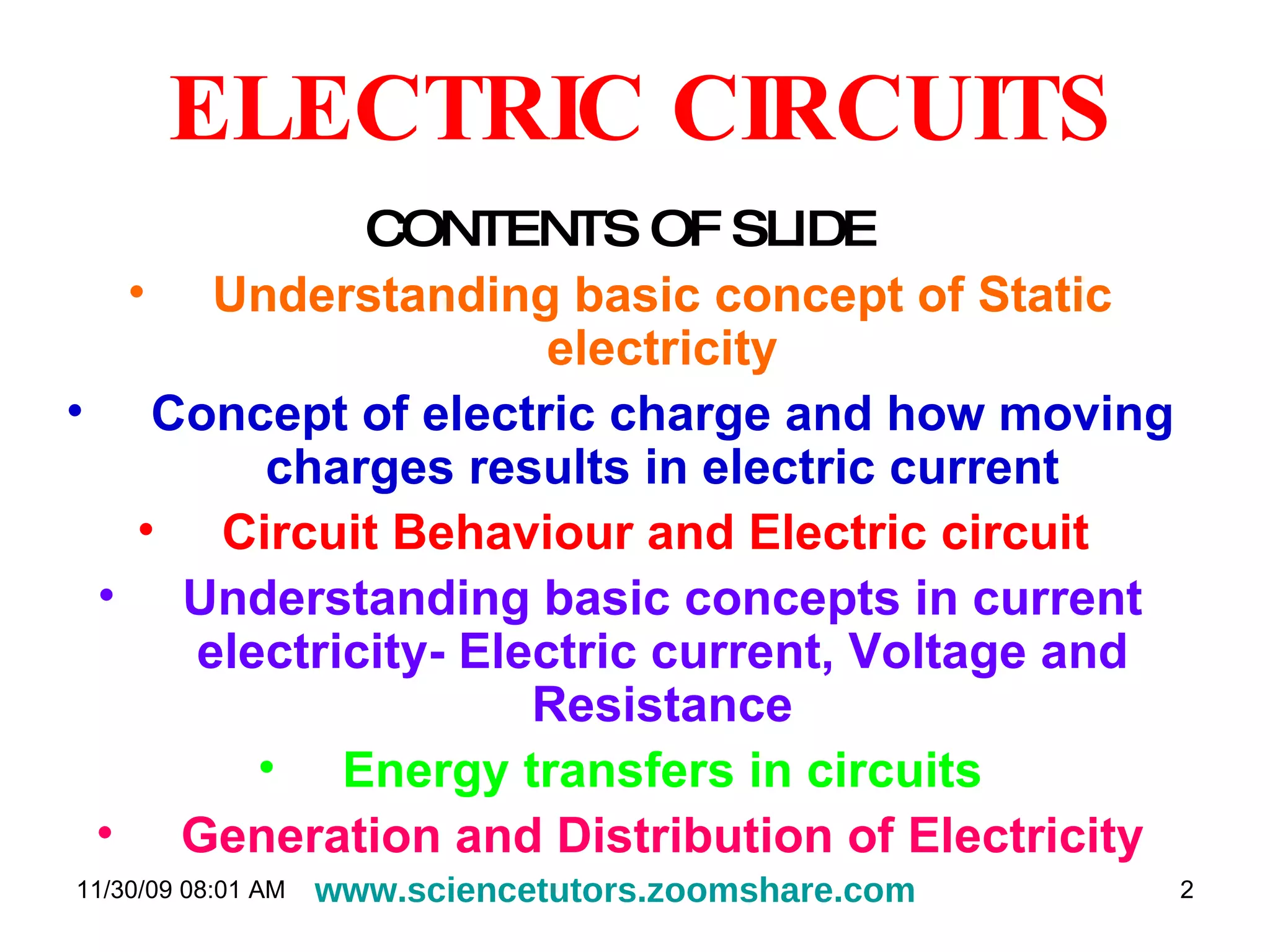 ALL ABOUT ELECTRIC CIRCUITS AND STATIC ELECTRICITY | PPT