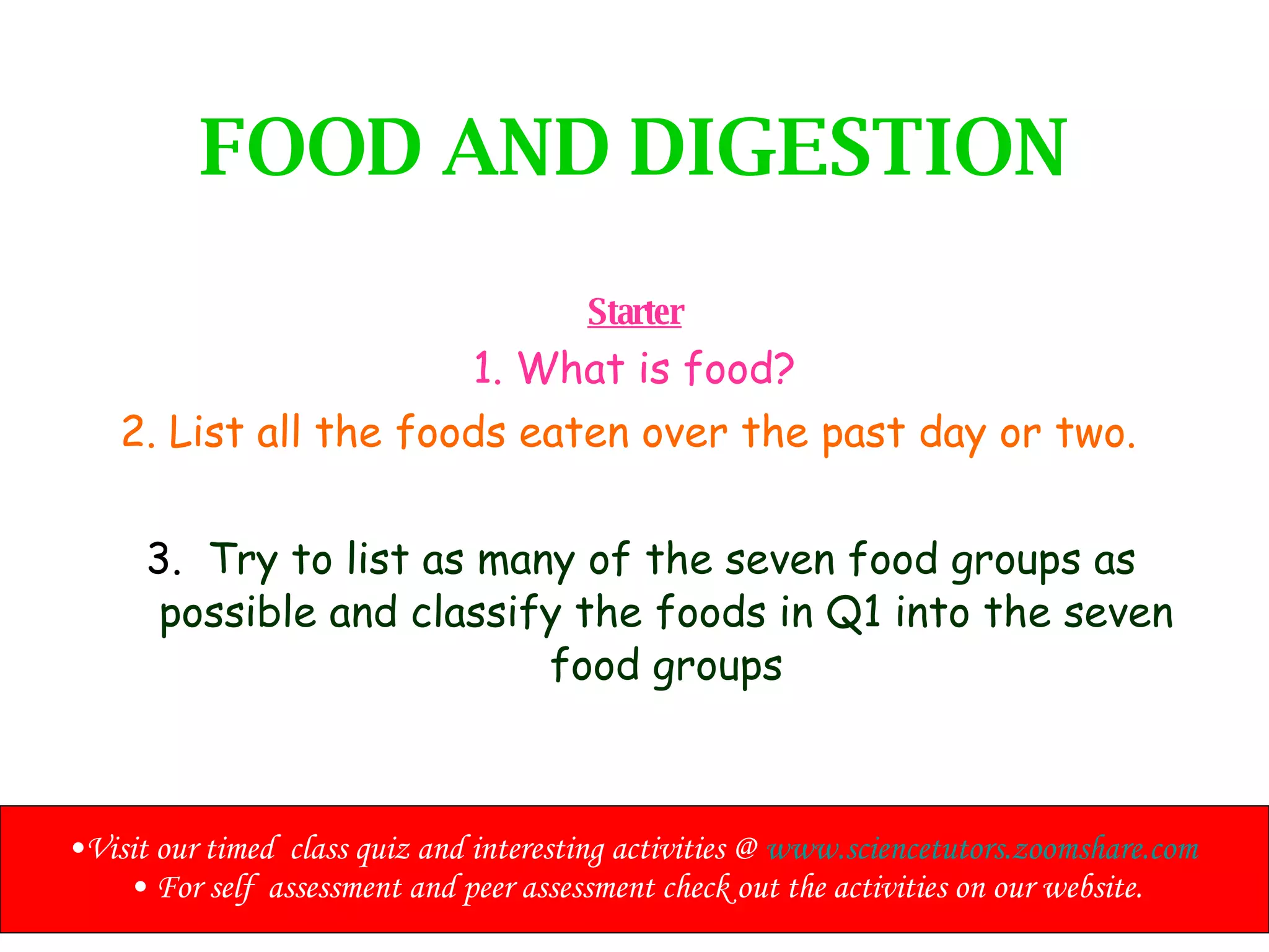 FOOD AND DIGESTION | PPT