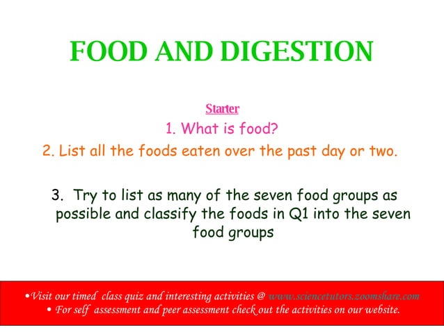 FOOD AND DIGESTION | PPT