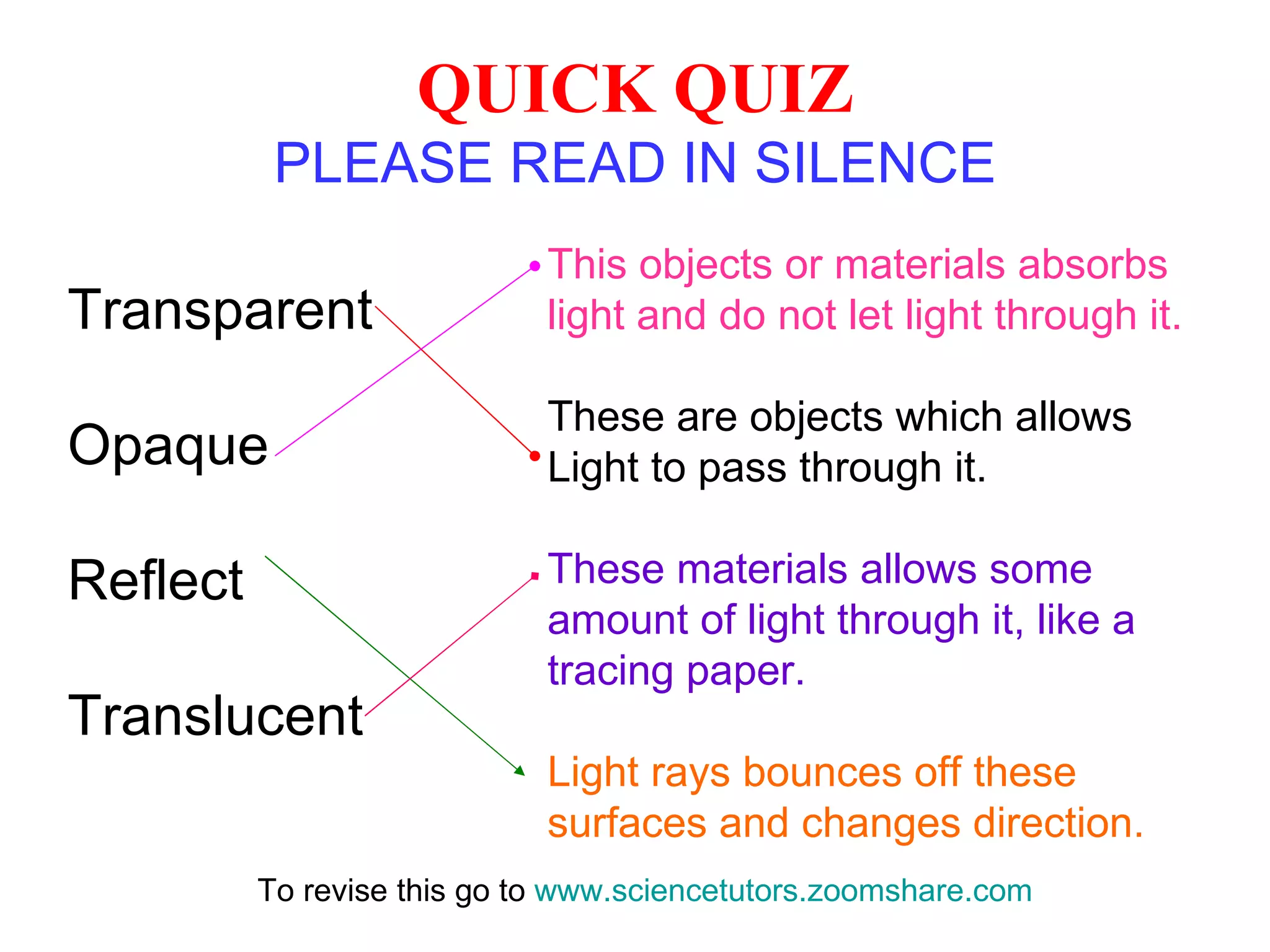 LIGHT REVISION AND QUIZ | PPT
