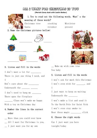 All I want for Christmas is you worksheet | PDF