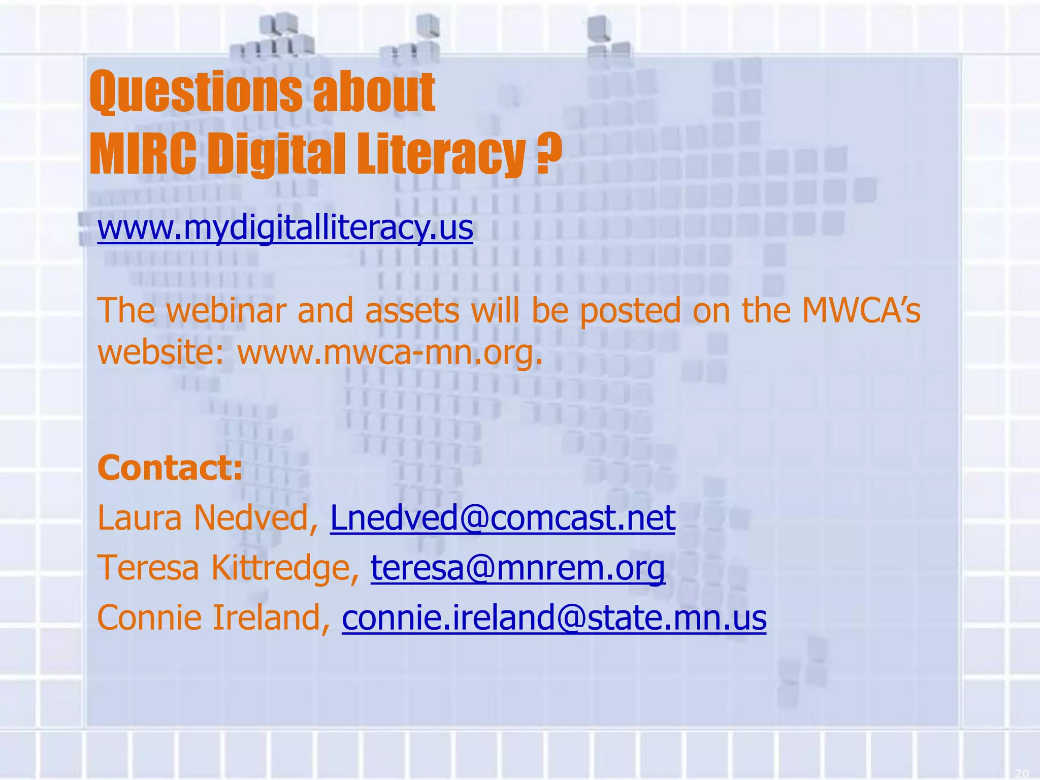 MIRC Digital Literacy training | PPT
