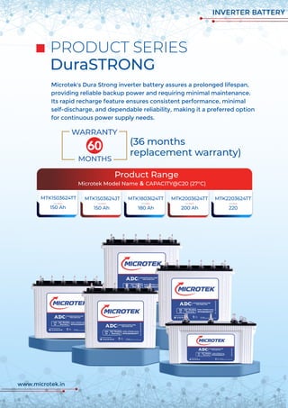 All-New Microtek Inverter Battery Series – Engineered for Excellence. | PDF