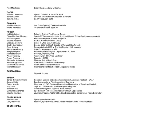 ALL-NFL NETWORK MEMBERSHIP ROSTER | PPT