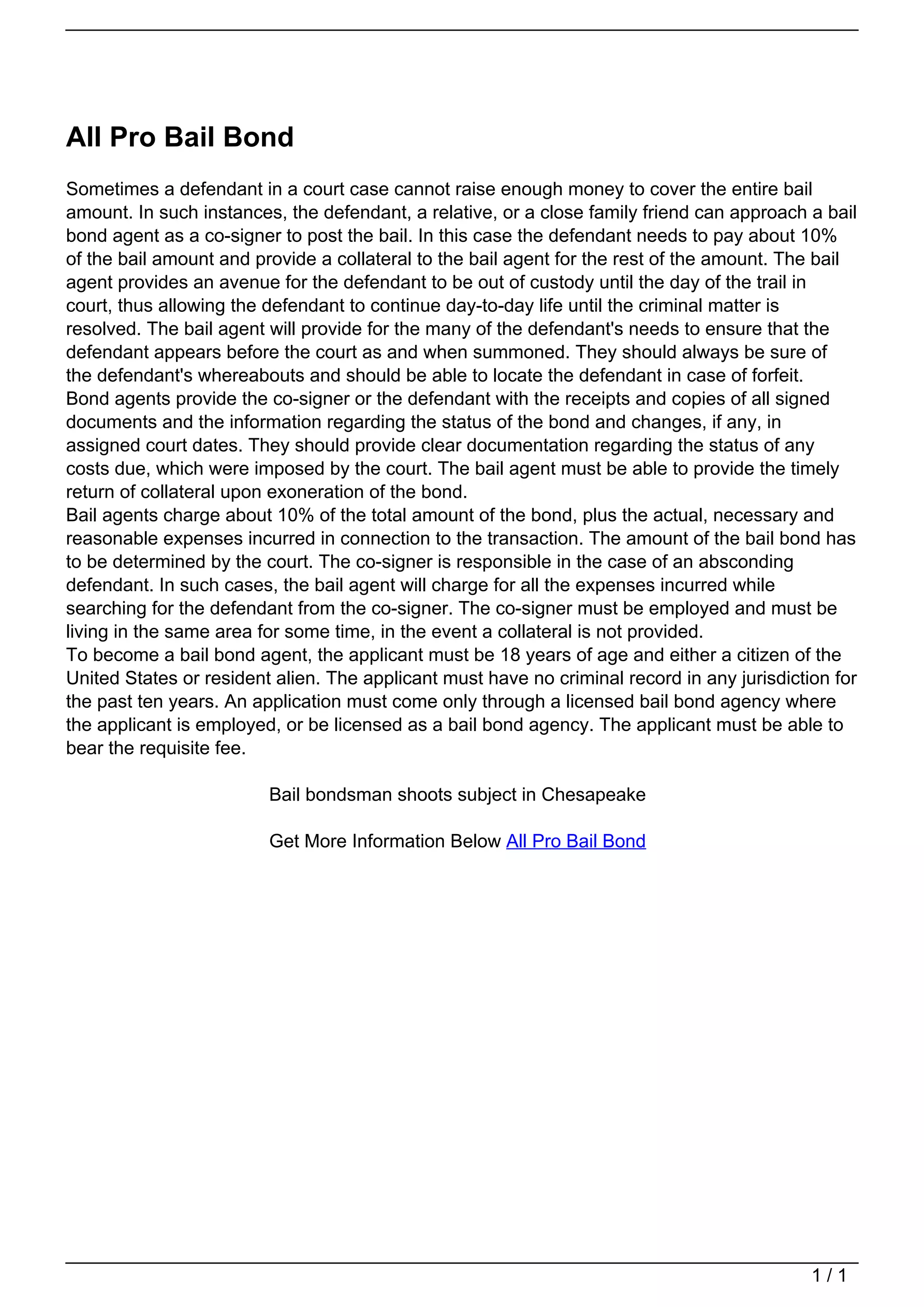 All Pro Bail Bond | PDF