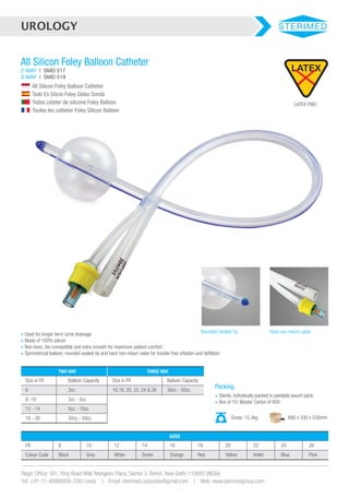 Sterimed Group - Manufacturers & Suppliers All Silicon Foley Balloon Catheter from India | PDF
