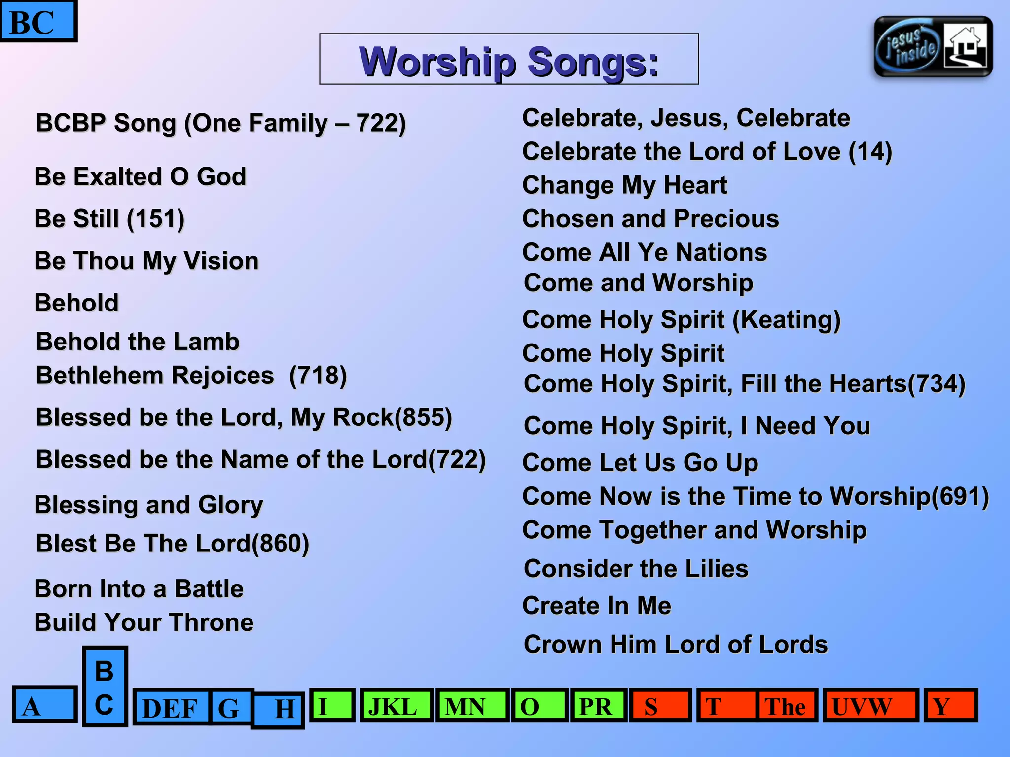 BCBP All songs | PPT