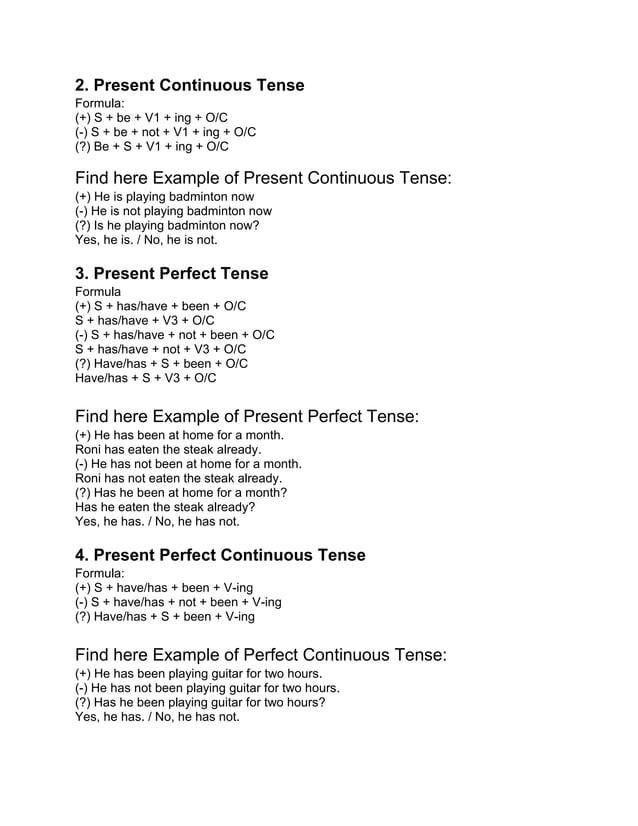 All Tense Rule Chart and Table in PDF | PDF