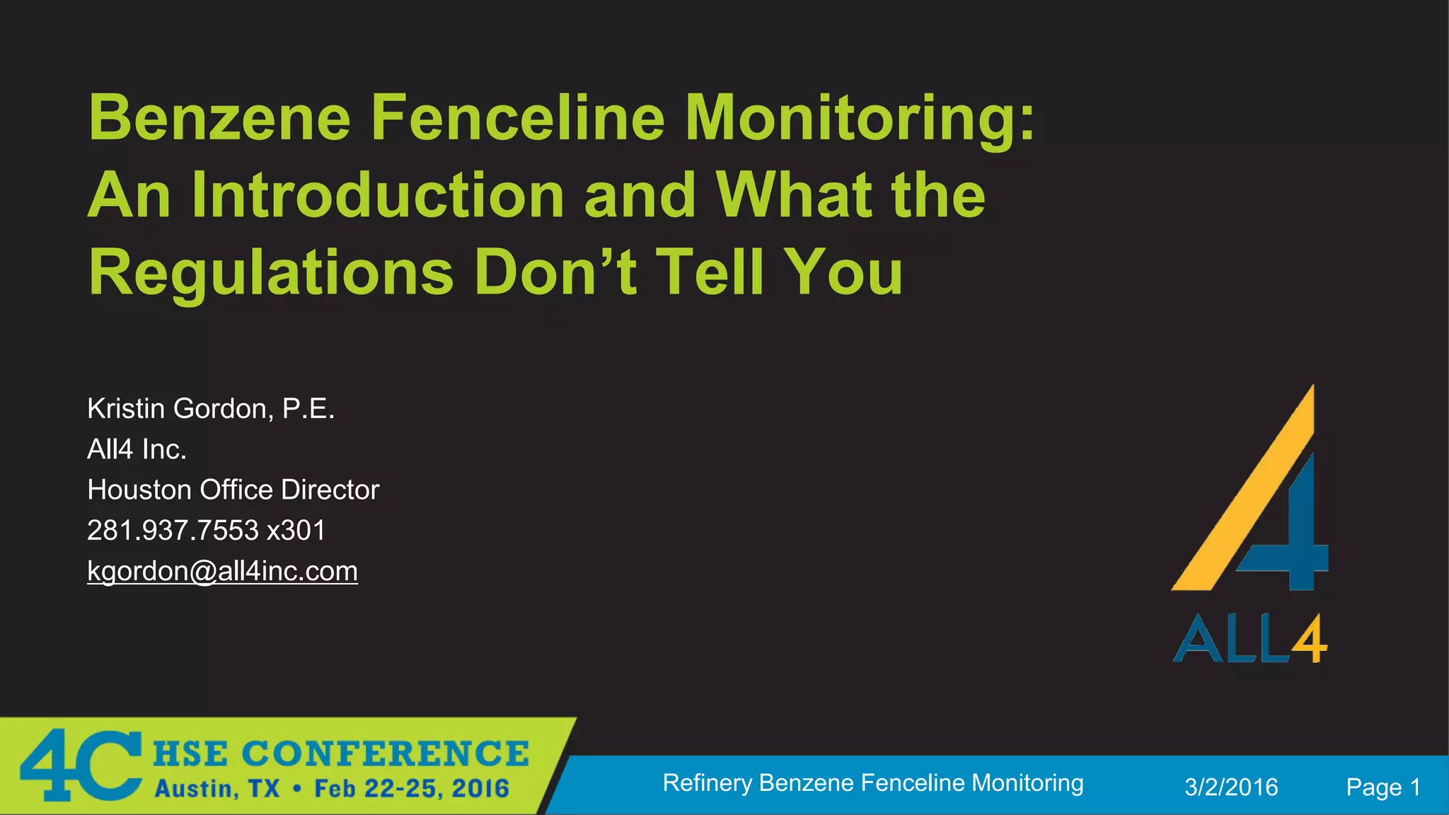 Benzene Fenceline Monitoring: An Introduction and What the Regulations ...