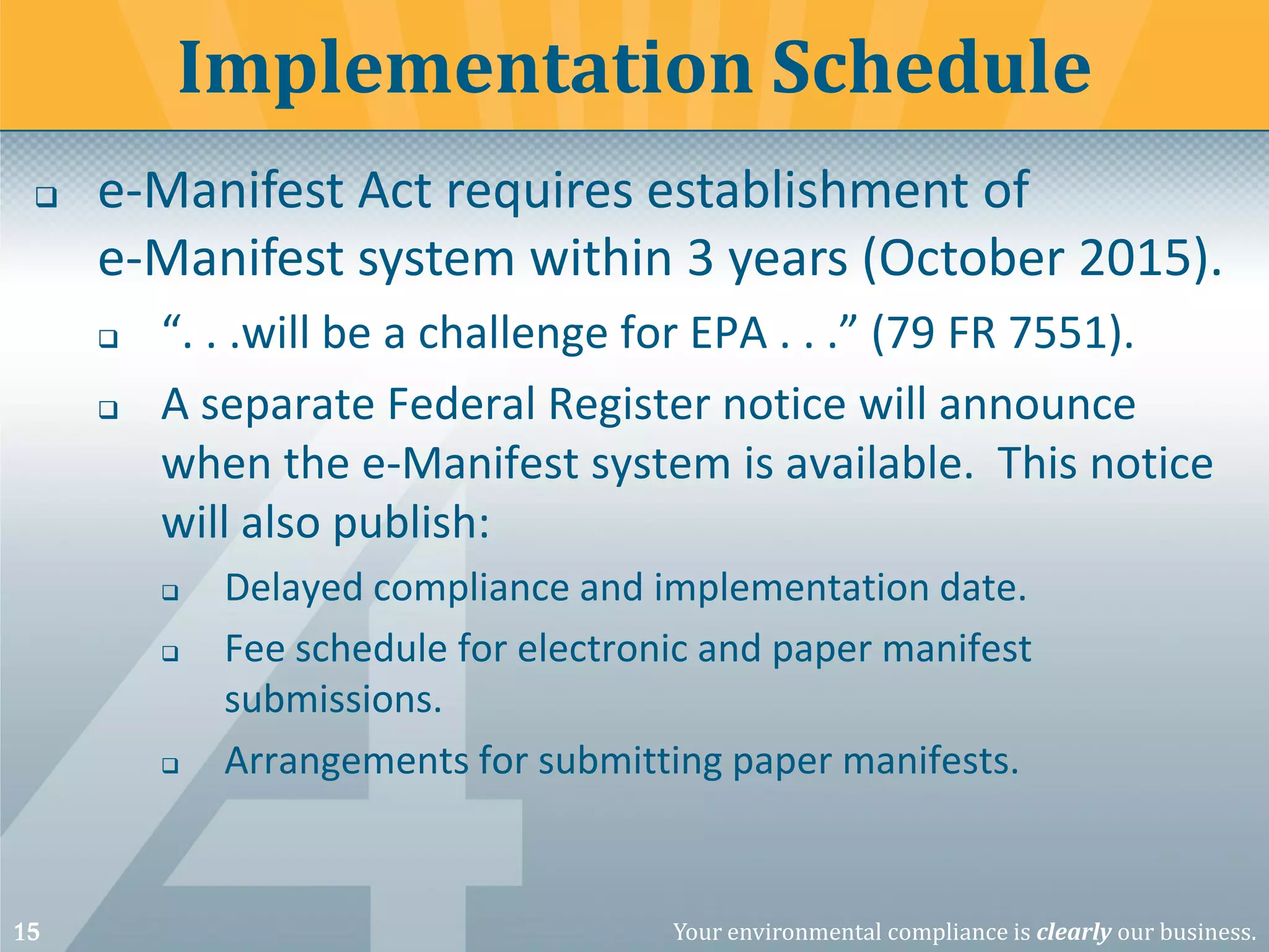 Overview of the Federal Hazardous Waste Electronic Manifest Rule | PDF