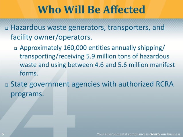 Overview of the Federal Hazardous Waste Electronic Manifest Rule | PPT