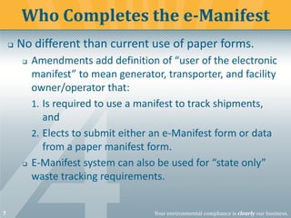 Overview of the Federal Hazardous Waste Electronic Manifest Rule | PDF