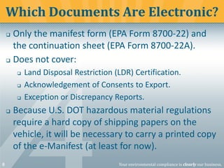 Overview of the Federal Hazardous Waste Electronic Manifest Rule | PDF
