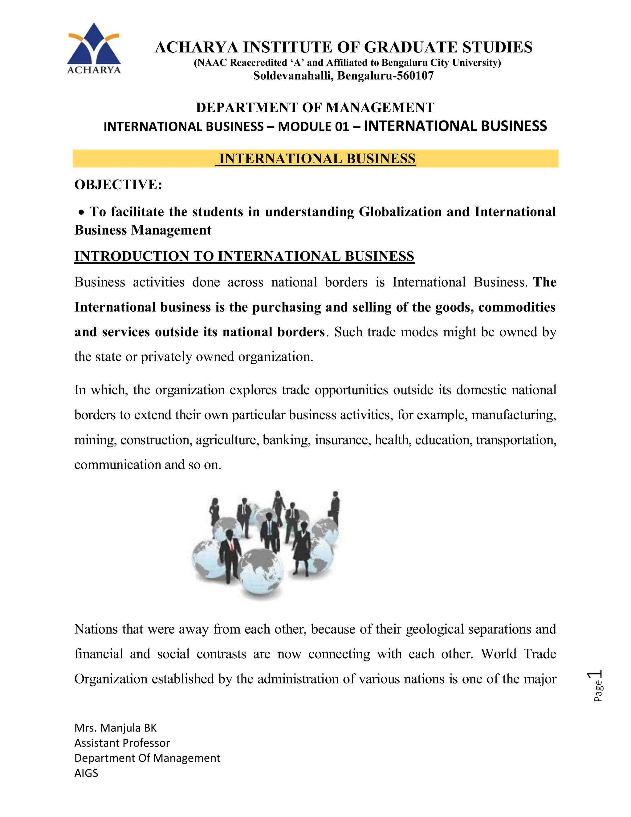INTERNATIONAL BUSINESS NOTES FOR BBA AND BCOM STUDENTS ALL 5 IB MODULES ...