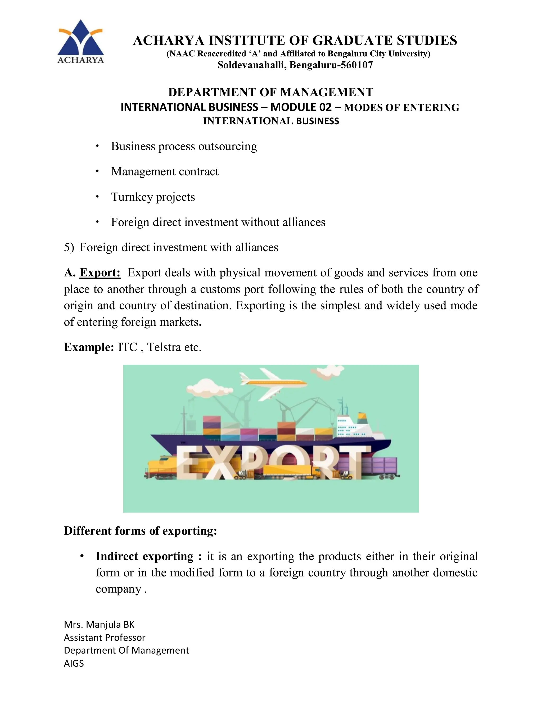 INTERNATIONAL BUSINESS NOTES FOR BBA AND BCOM STUDENTS ALL 5 IB MODULES ...