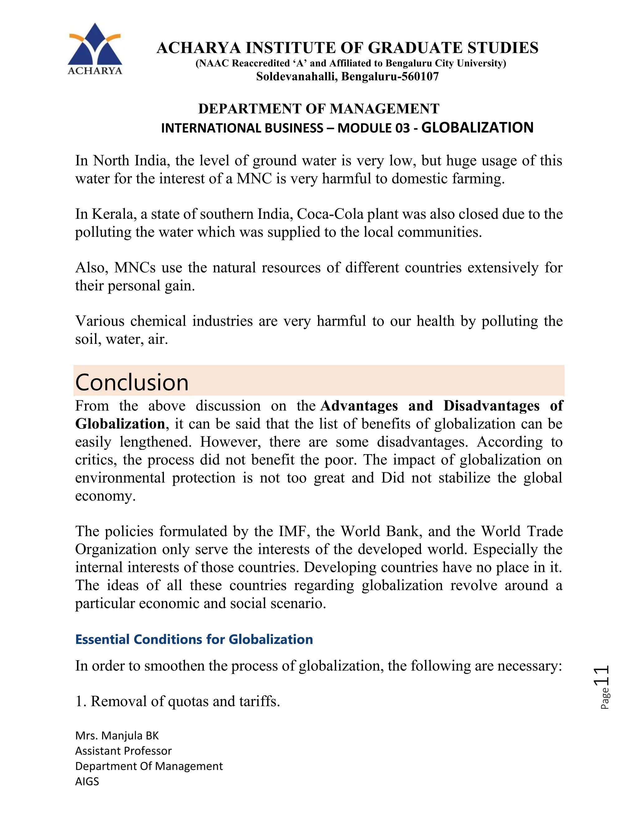 INTERNATIONAL BUSINESS NOTES FOR BBA AND BCOM STUDENTS ALL 5 IB MODULES ...