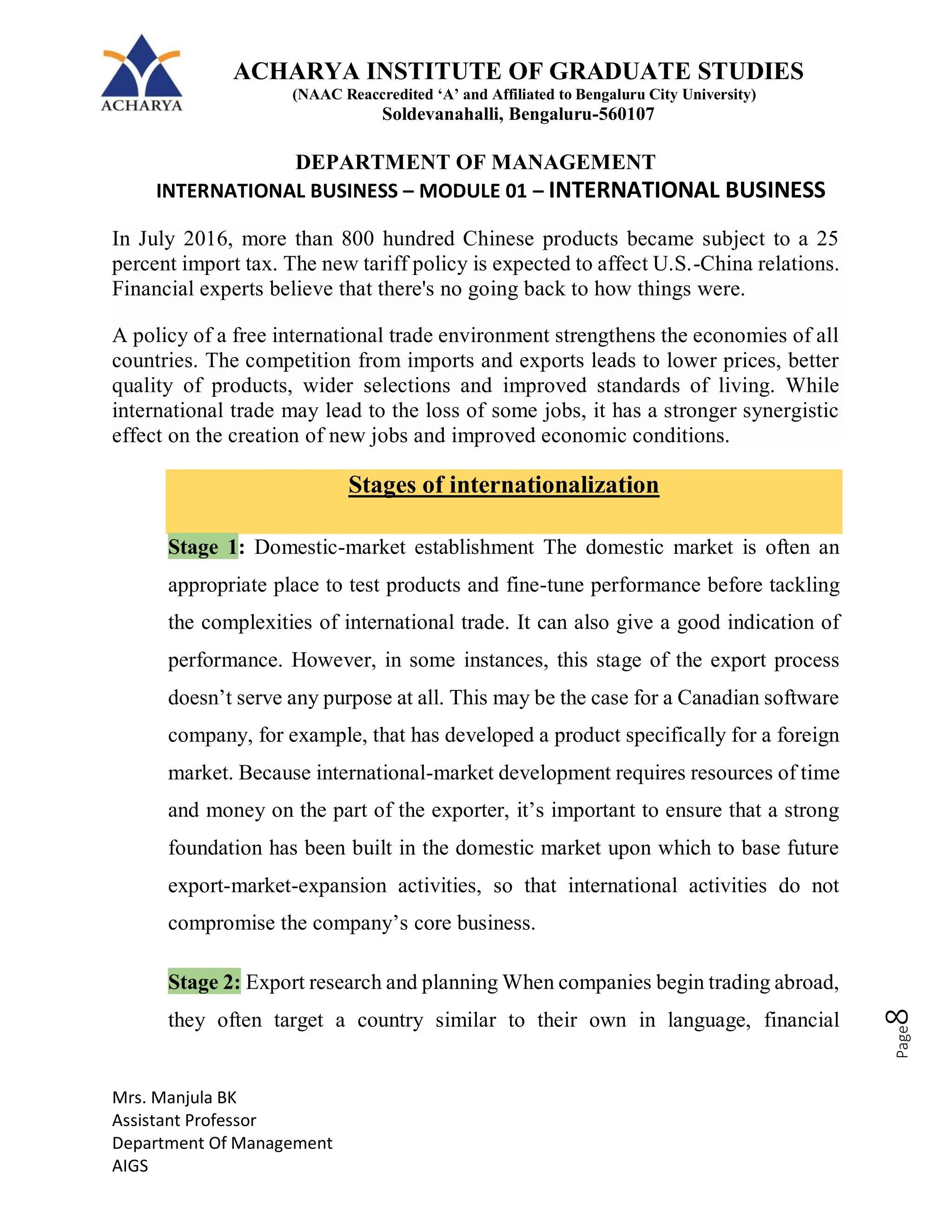 INTERNATIONAL BUSINESS NOTES FOR BBA AND BCOM STUDENTS ALL 5 IB MODULES ...