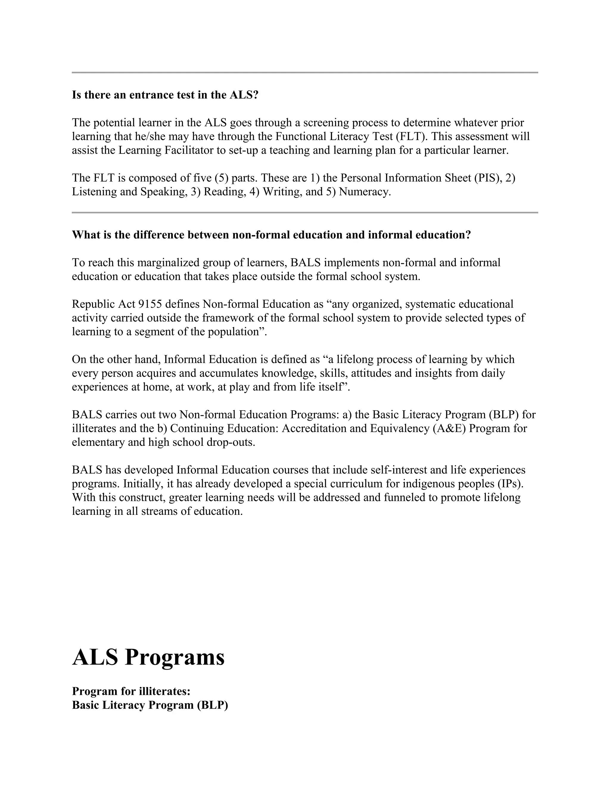 All About Alternative Learning System | DOC