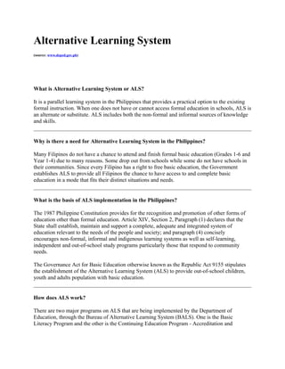 All About Alternative Learning System | DOC