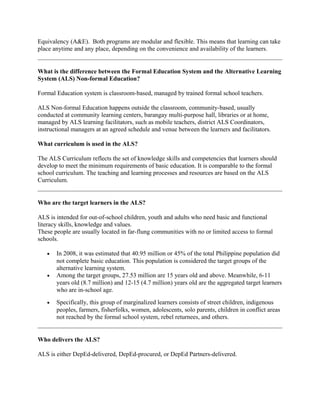 All About Alternative Learning System | DOC