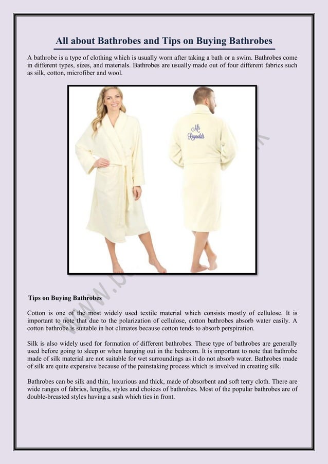 All about bathrobes and tips on buying bathrobes | PDF