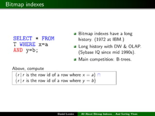 All About Bitmap Indexes... And Sorting Them | PPT