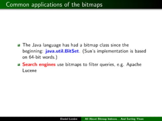 All About Bitmap Indexes... And Sorting Them | PPT
