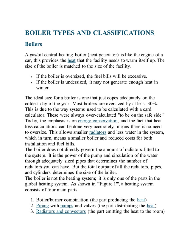 All about boilers: Complete Basics, Classification of boilers,types | DOCX | Home Appliances ...