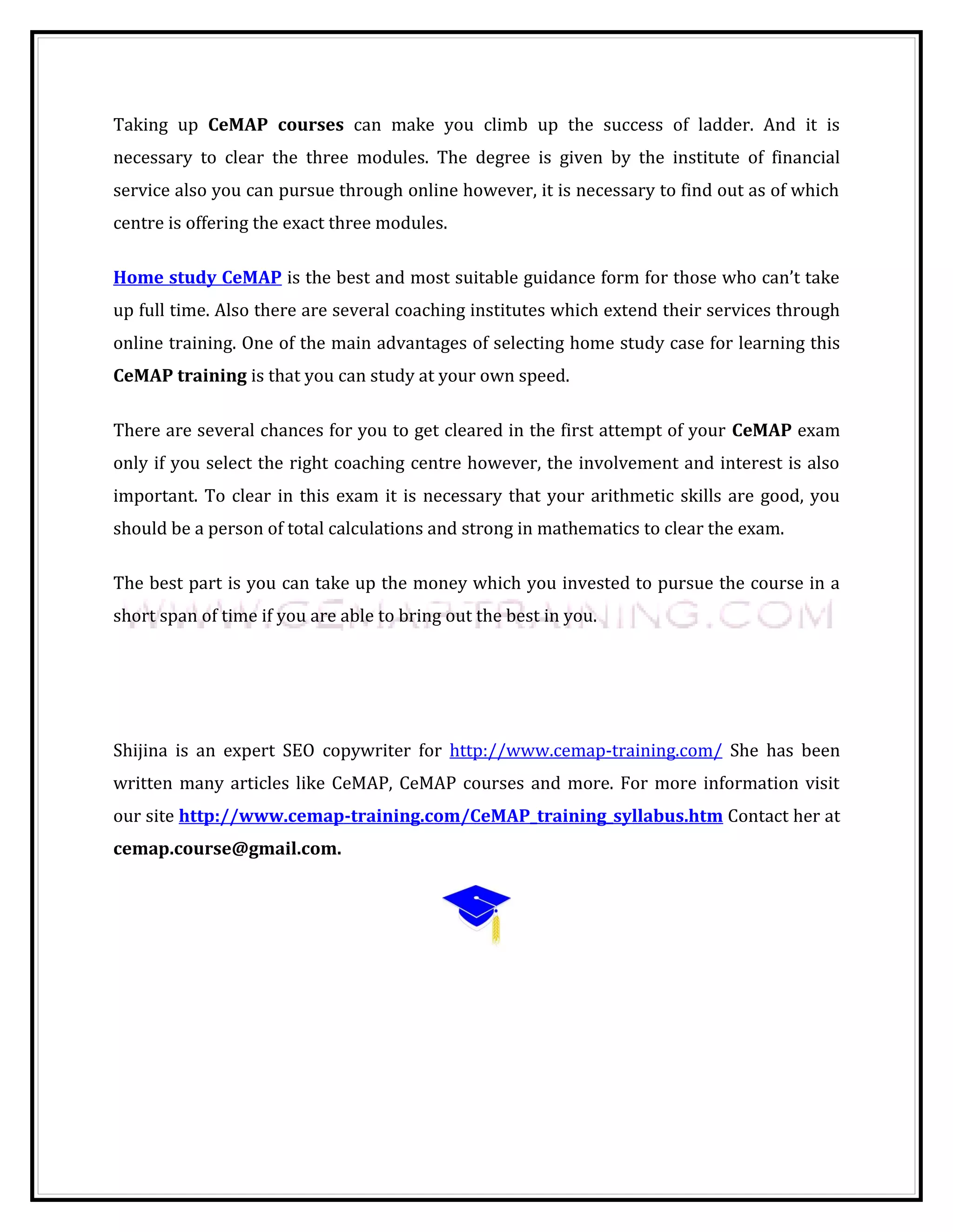 All about CeMAP course | DOC | Home Financing | Personal Debt