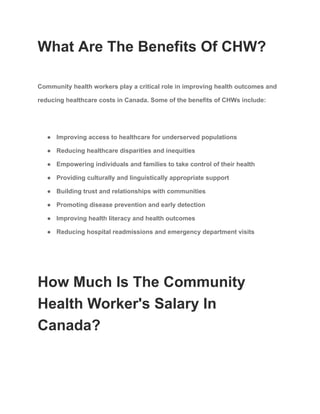 All About Community Health Workers (CHW) Job | PDF