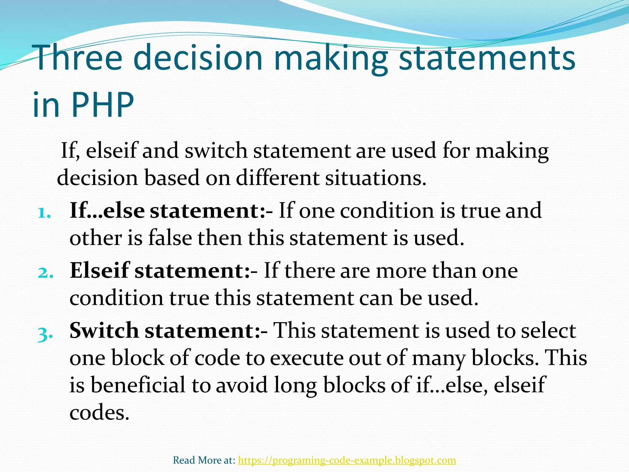 All about decision making statements in php | PPTX