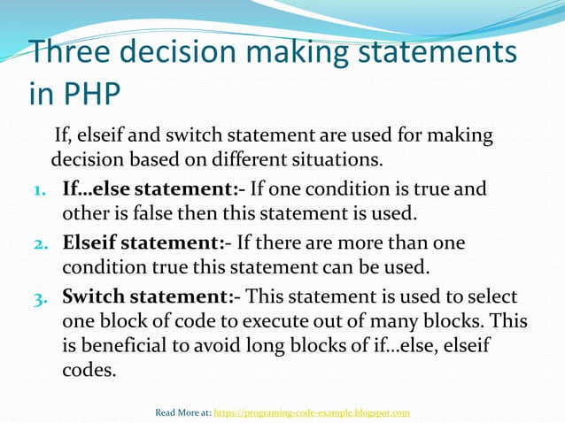 All about decision making statements in php | PPT