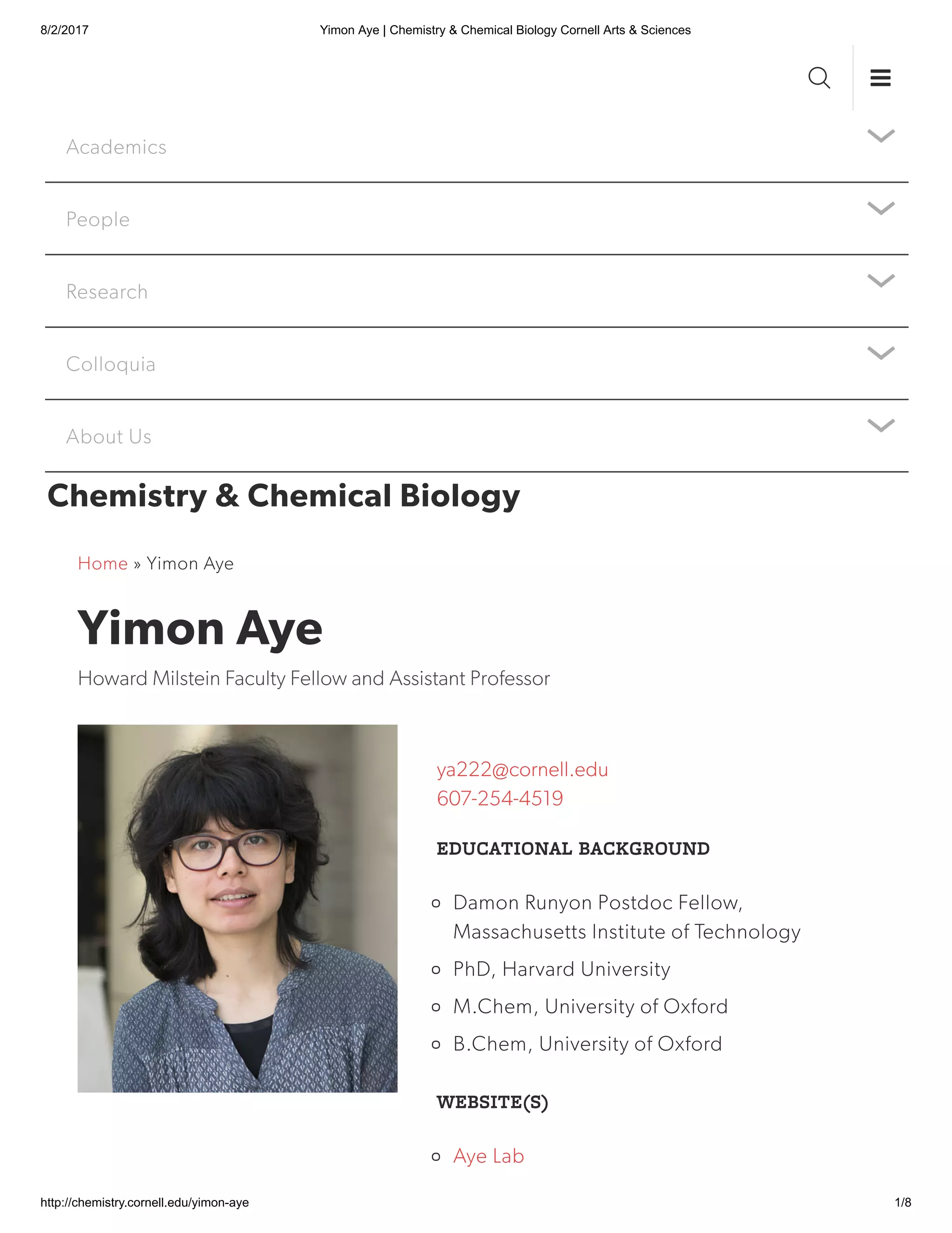 ALL ABOUT DR YIMON AYE-Field of Biochemistry, Molecular and Cell ...